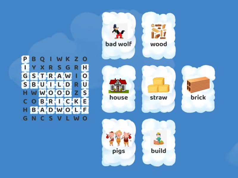 Word search - The Three Little Pigs - part 1 - MEIE - Wordsearch