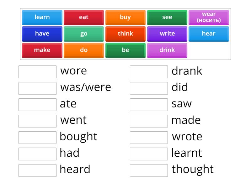 FF4 unit 3 irregular verbs - Match up FF4 unit 3 irregular verbs - Match up