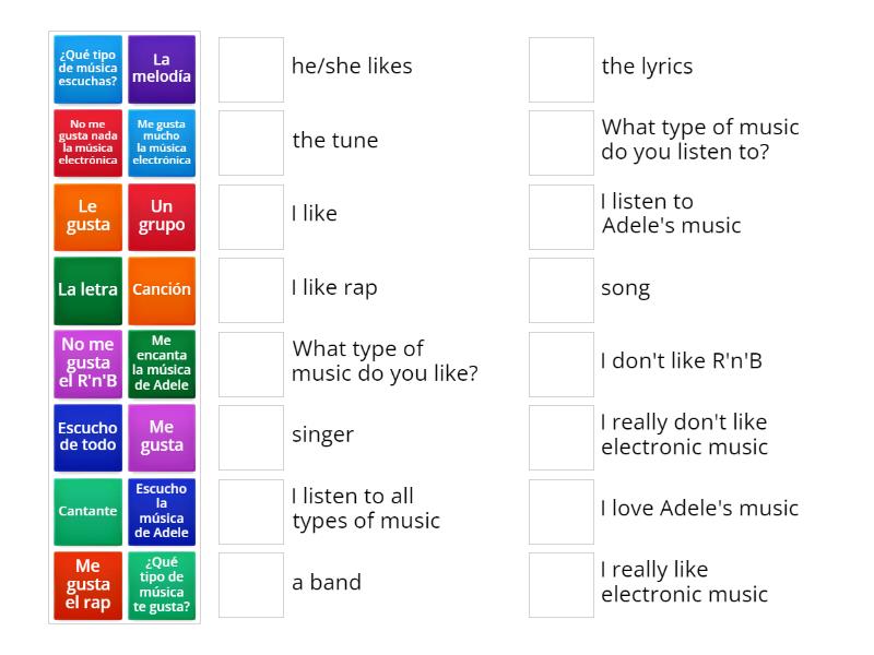 Viva 2 M2.2 Que tipo de musica te gusta - Match up