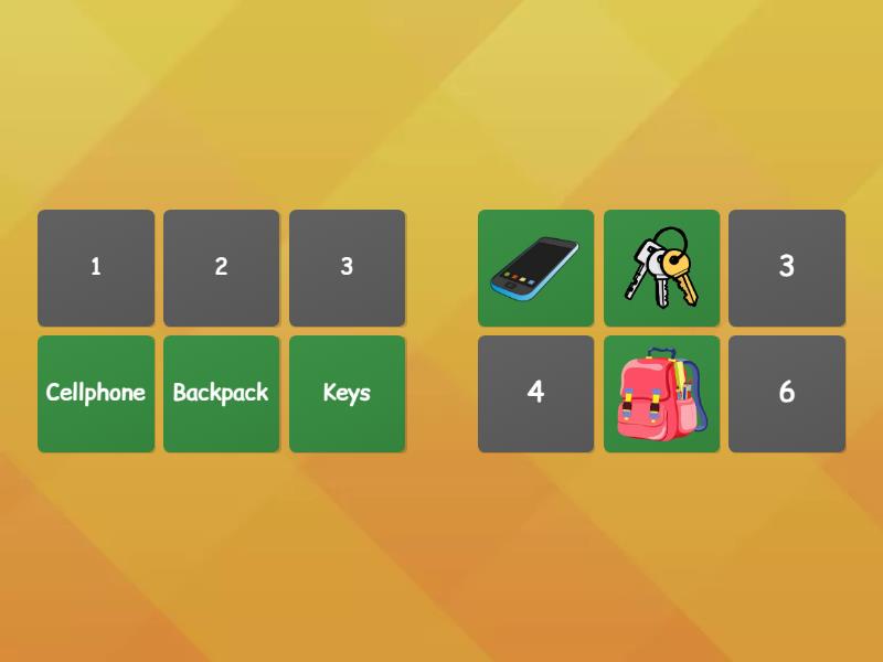 Personal items in your room - Matching pairs