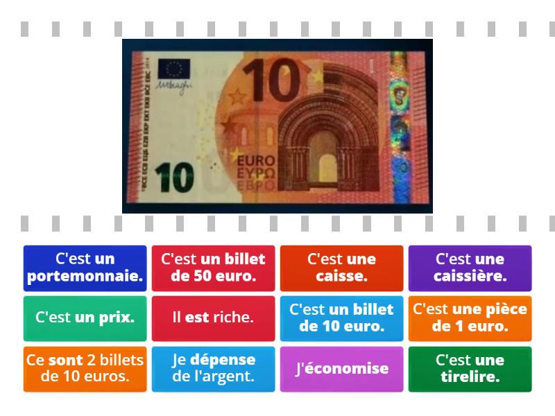 Vocabulaire sur l'argent - Find the match