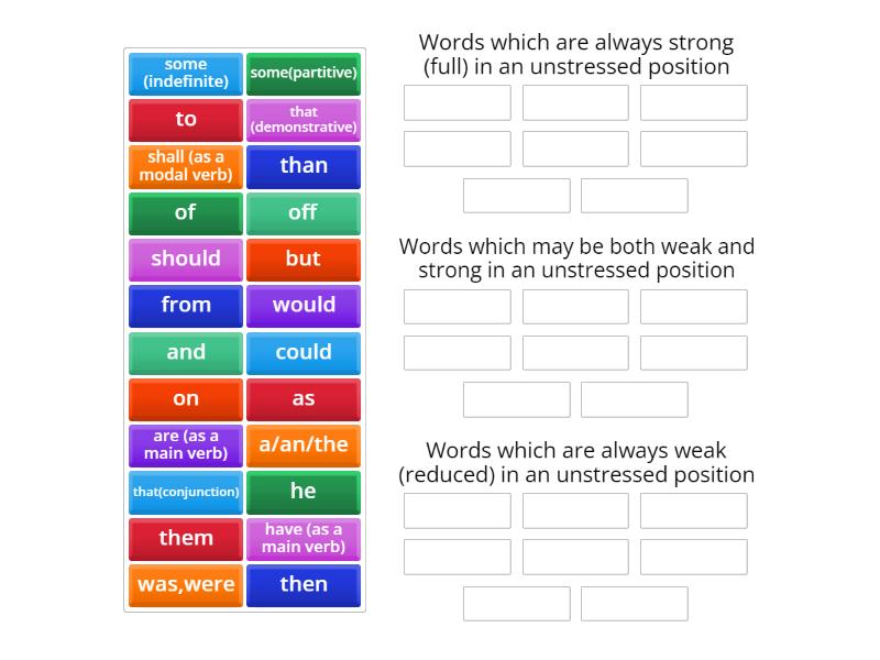 Section 8. Reduction of function words - Group sort