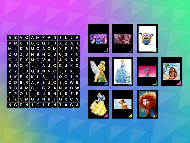 de peliculas infantiles - Sopa de letras