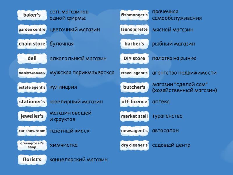 EF Int Plus Unit 2 Stores - Match up