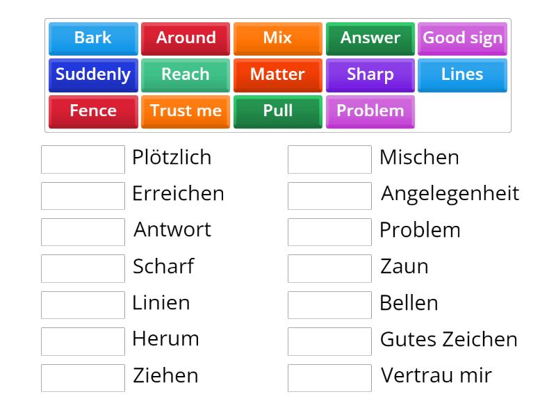Nate the Great and the Lost List p. 34 - 43 Vocabulary eng-ger - Match up