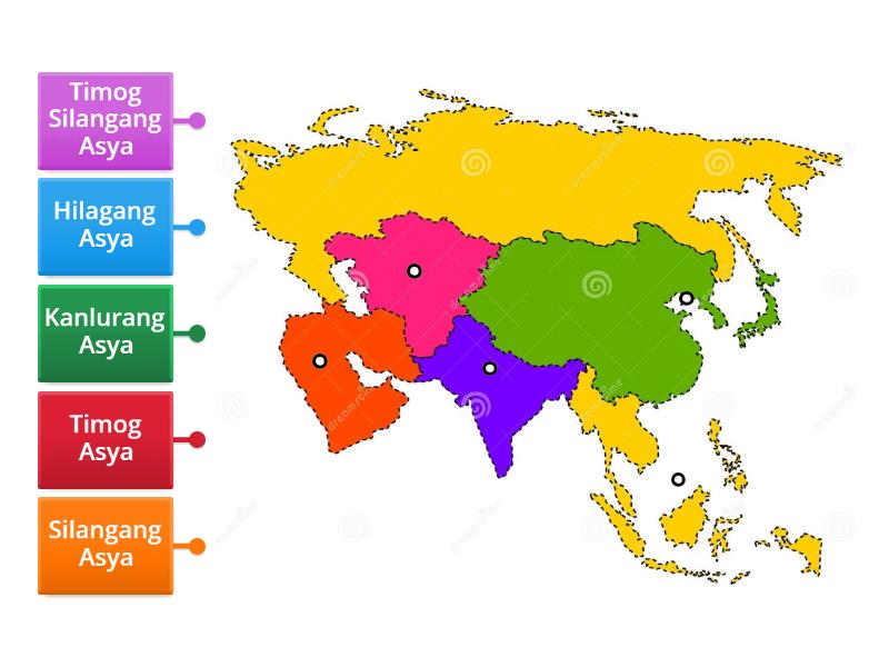 Map Reading - Rehiyon sa Asya - Labelled diagram
