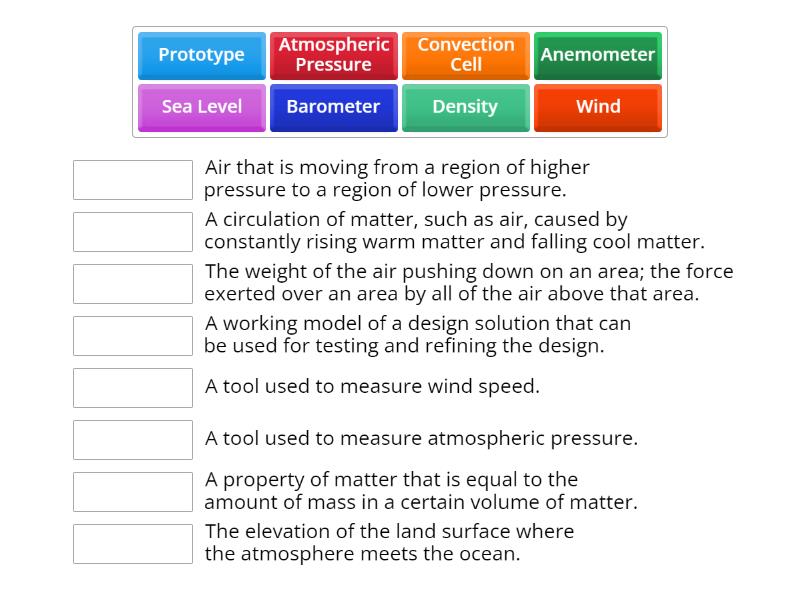 Air Pressure and Wind (Lesson 6) - Match up