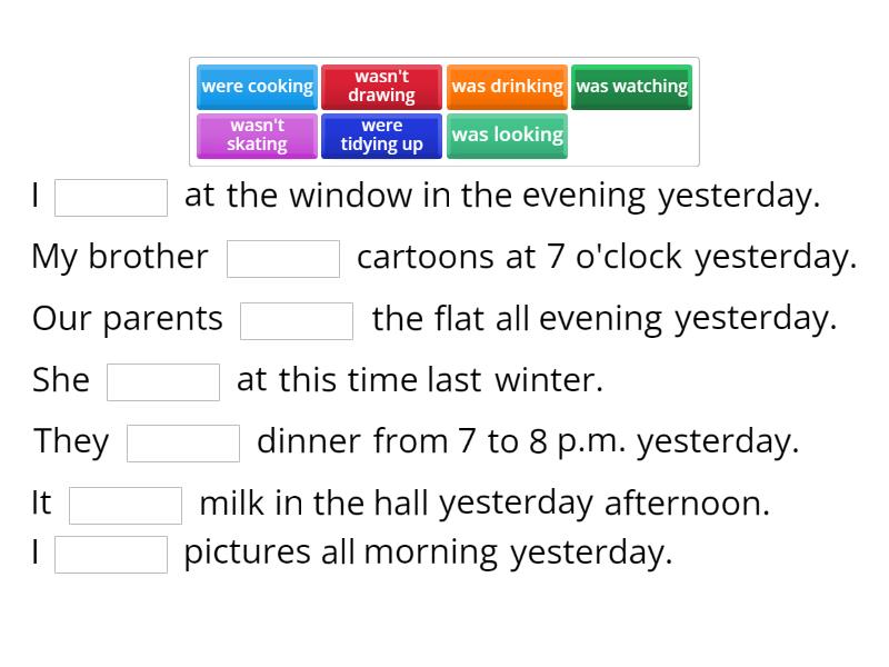 Past Continuous - fill the gaps - Complete the sentence