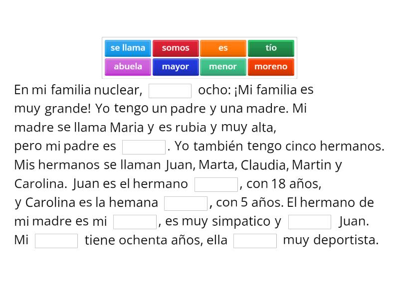 ¿Quién hay en tu familia? - Complete the sentence