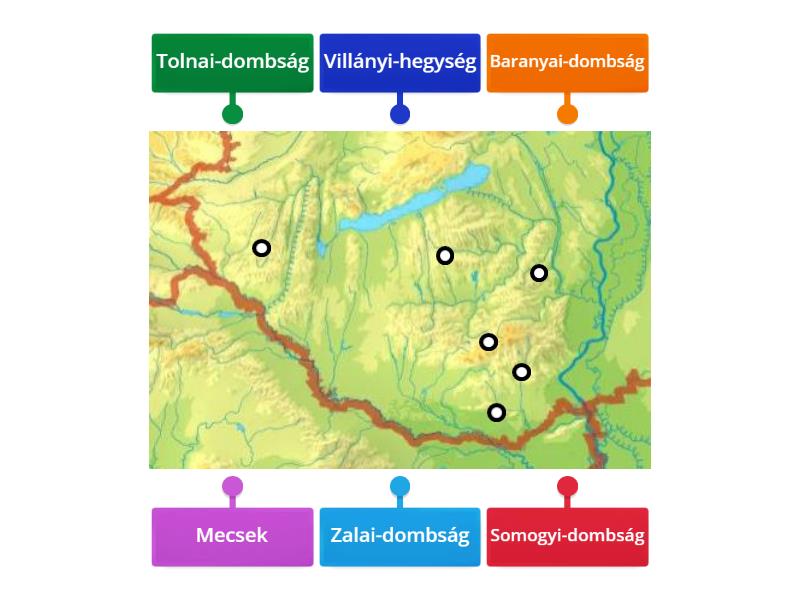 A Dunántúli-domb- és hegyvidék - Labelled diagram