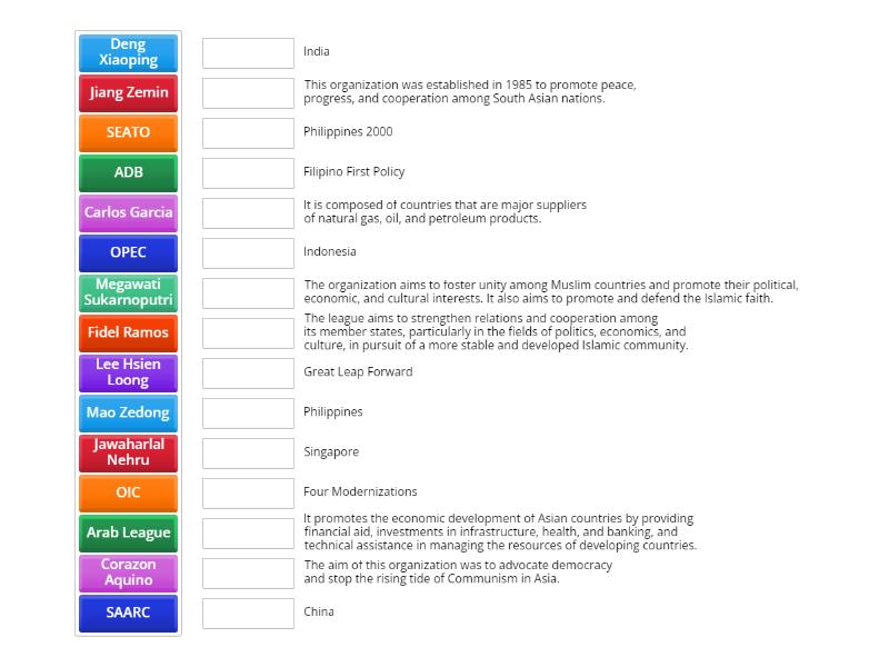 Test II: Matching Type: Match Column A with Column B. - Match up