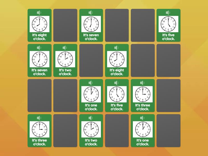 It's (time) o'clock - Matching pairs