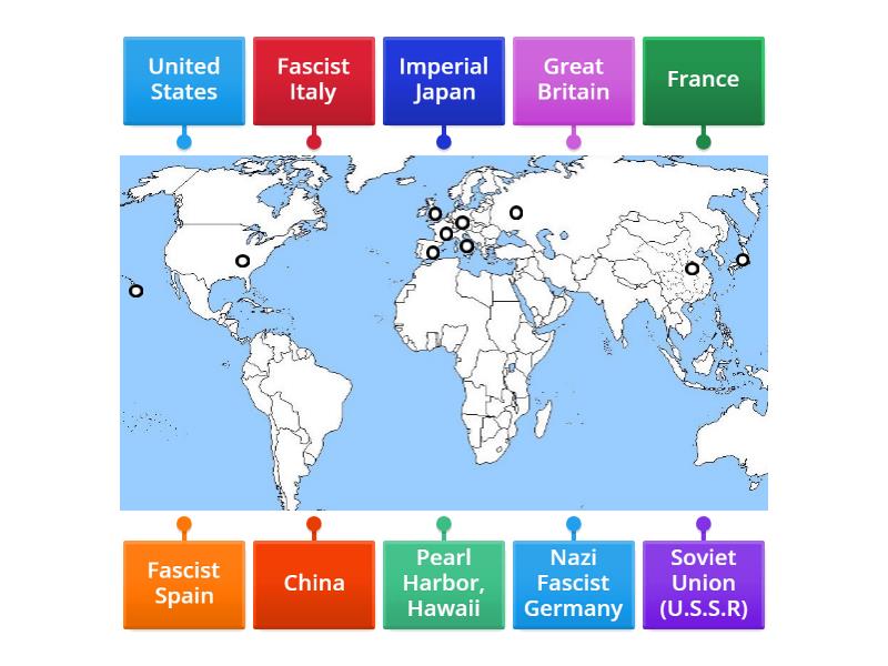 WWII World Map - Labelled diagram
