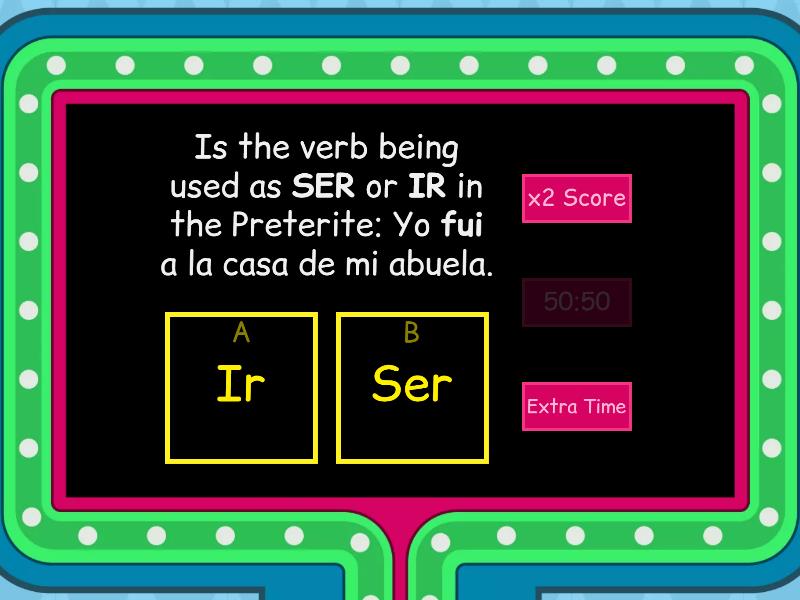 Direct Object Pronouns & Ser vs. Ir Preterite - Gameshow quiz