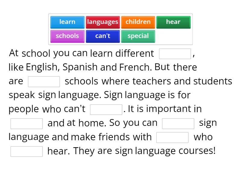 Sign language - Complete the sentence