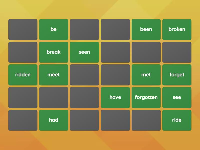 match the pairs - past participle verbs - Matching pairs