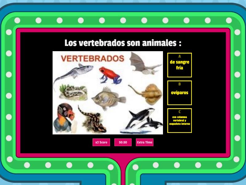 Los vertebrados - Gameshow quiz
