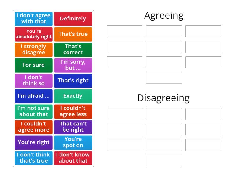 Phrases for agreeing and disagreeing - Group sort