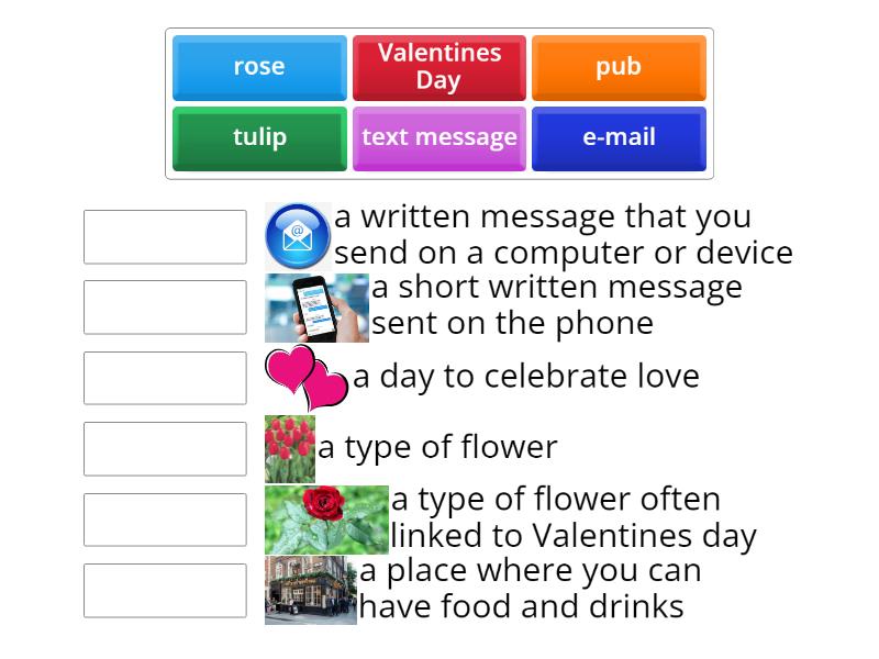 Valentines Key Words - Match up