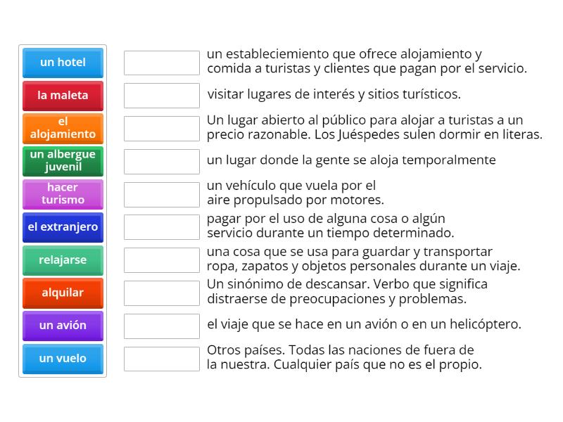 Vacaciones Vocabulario - Match up