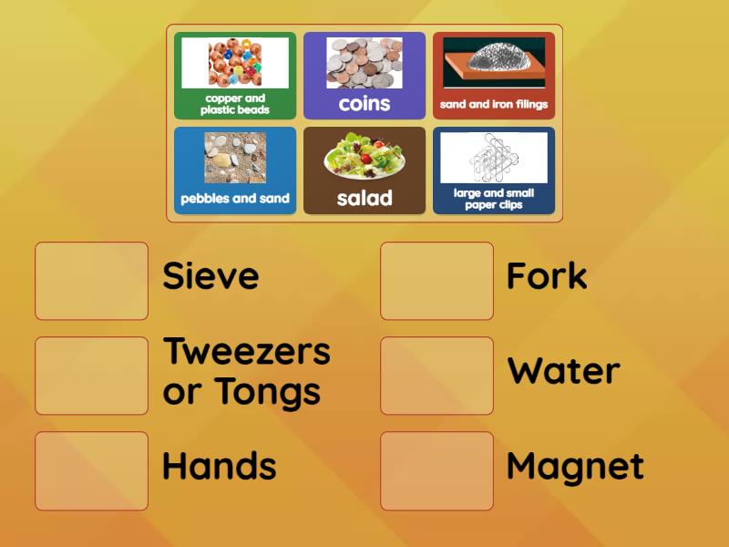 Using Tools to Separate Mixtures - (3rd grade science) - Match up