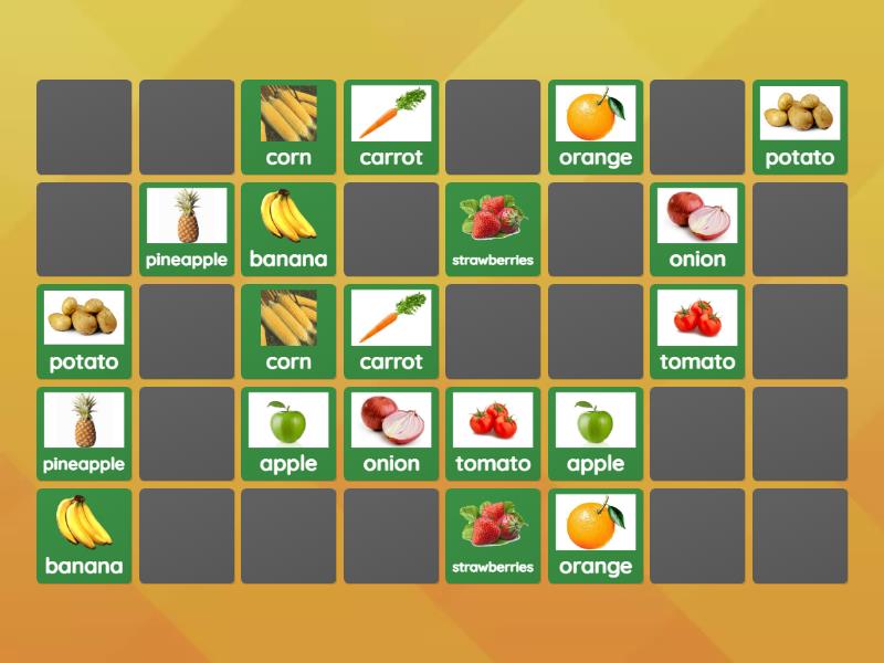 FRUITS & VEGETABLES - Matching pairs