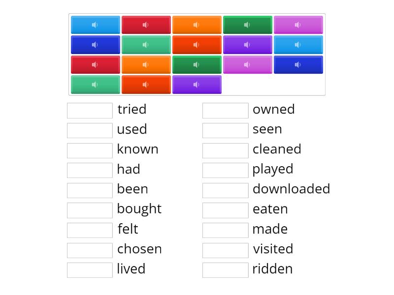 EVOLVE 3, Unit 2 - Verbs: Past Participle - Match up