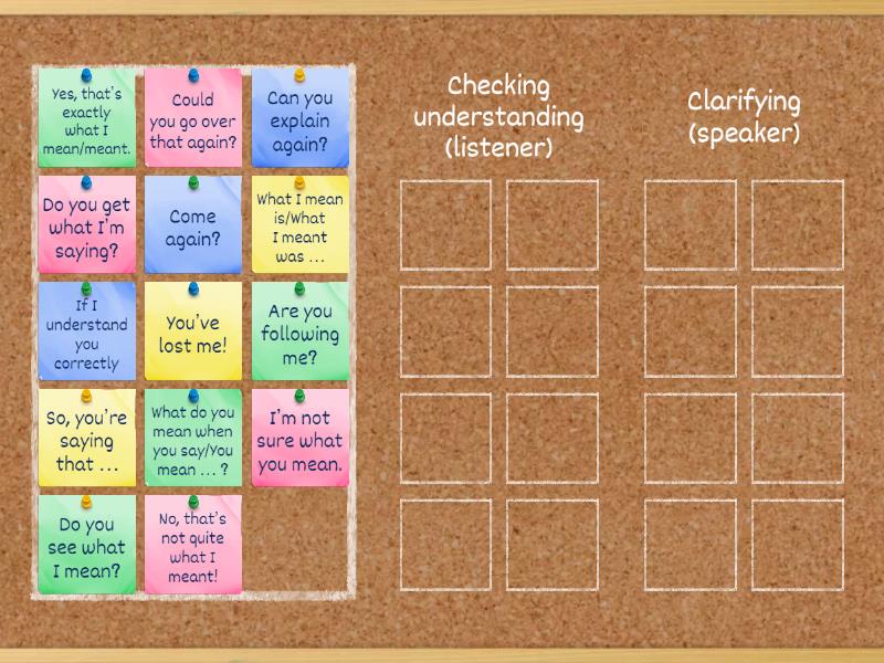 Checking understanding /Clarifying - Group sort