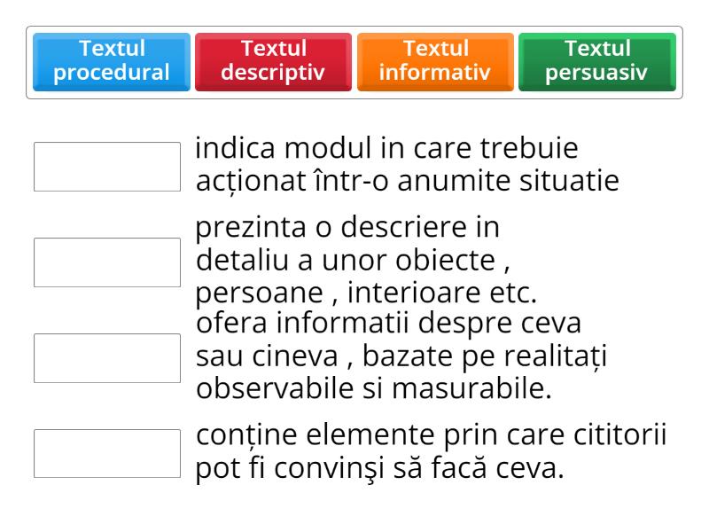 Tipuri de texte - Match up