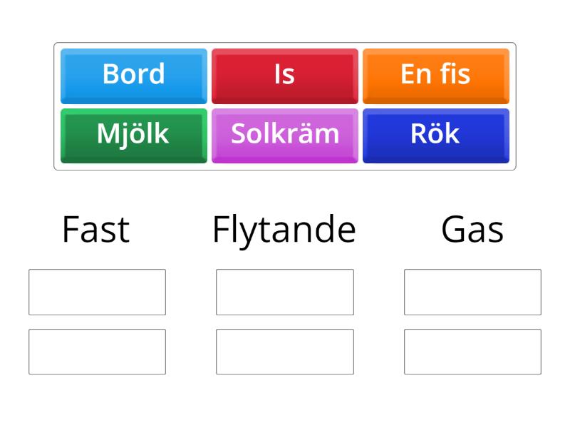 Fast, flytande eller gas? - Group sort