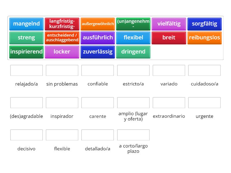 Adjektive - B2 - Match up