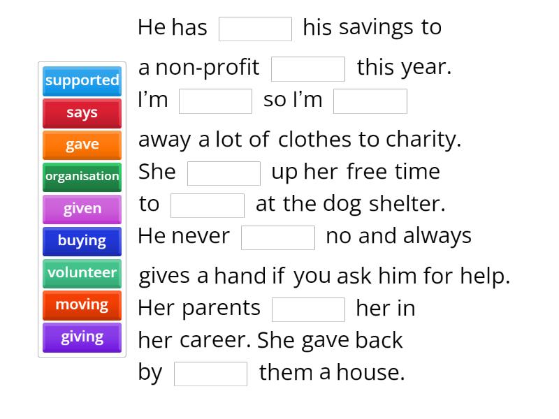 missing words activity - Complete the sentence