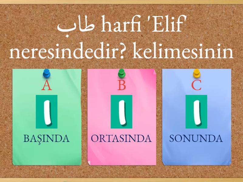 Elif harfi kelimenin başında ,ortasında ya da sonunda olduğunu bulalım ...