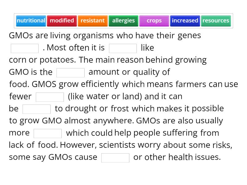 12. GMO - fill in the words - Complete the sentence