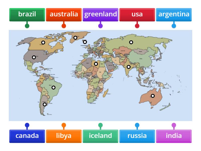 name the countries on the map - Diagrama con etiquetas