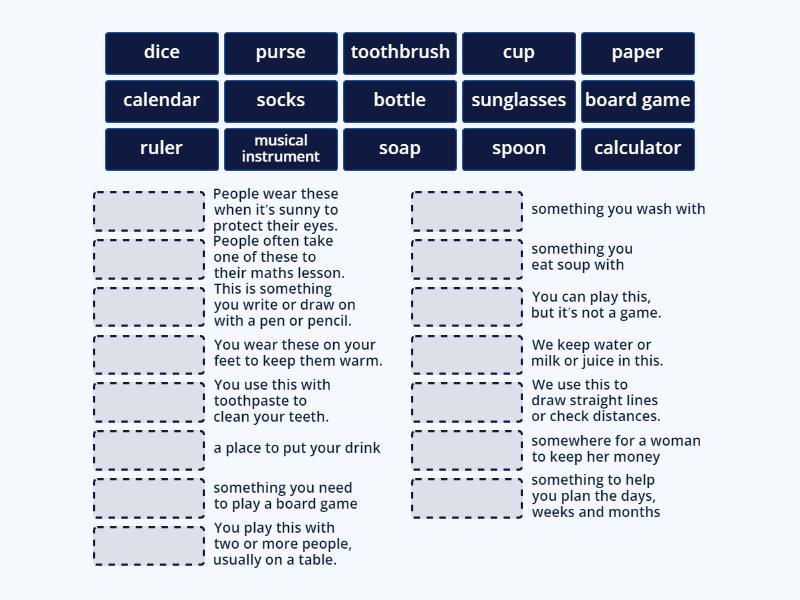 GI A2+ U2. Everyday objects - Une las parejas