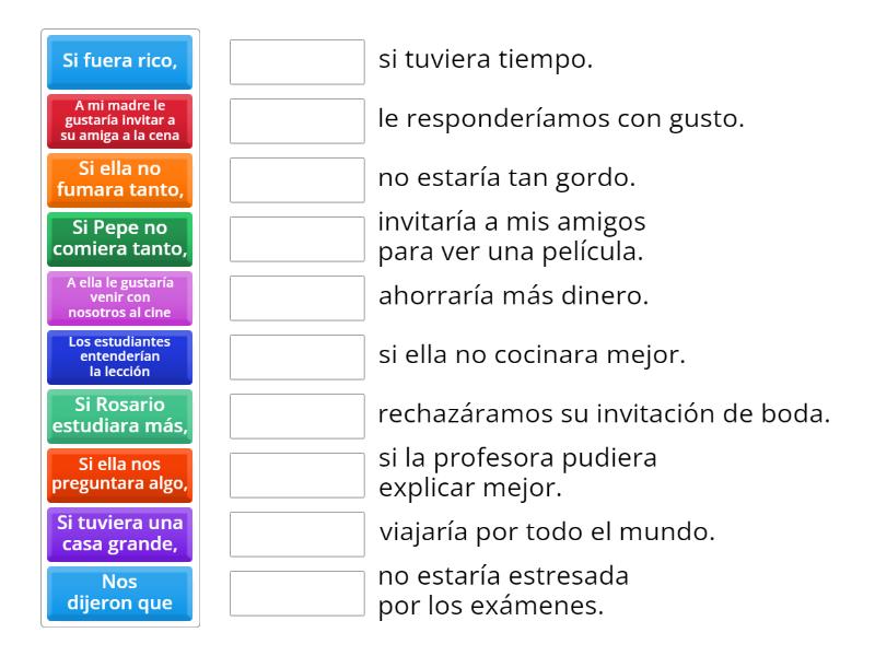 Imperfecto de Subjuntivo. Frases con Si - Match up