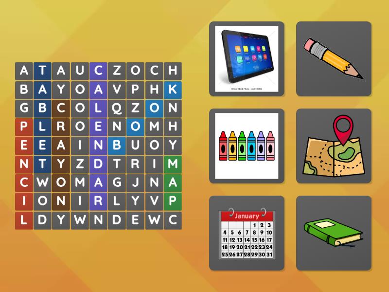 Match the word with the picture - Wordsearch