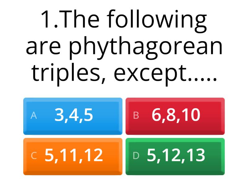 phytagoras theorem - Quiz