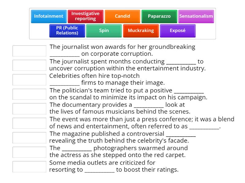 Journalism vocabulary - Match up