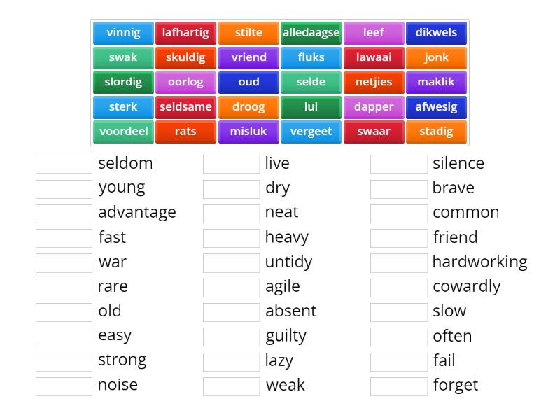 Woordeskat jonk netjies - Match up
