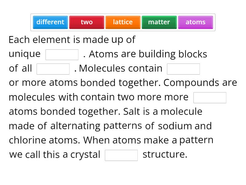Molecules and Compounds - Complete the sentence