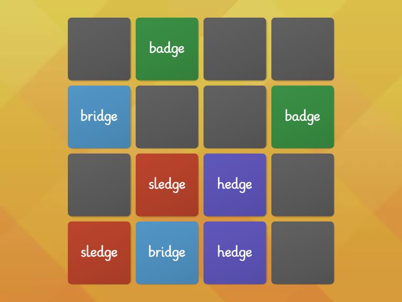 dge words - Matching pairs