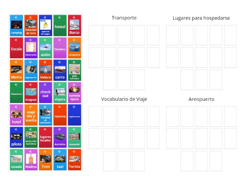 Vocabulario viaje - Group sort