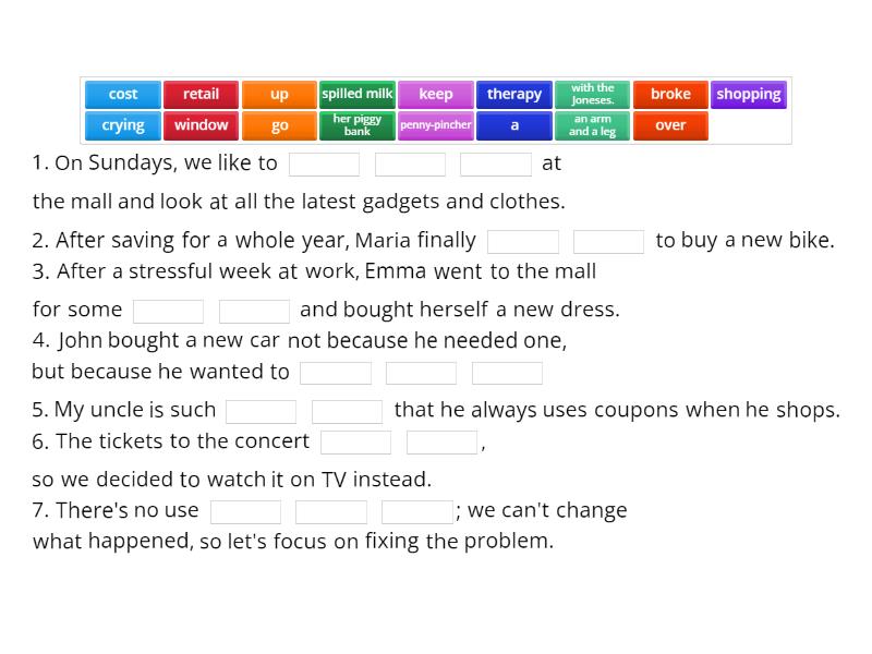 consumerism gap fill 1 - Complete the sentence