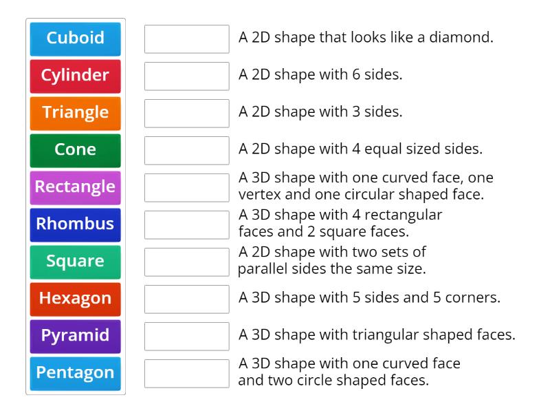 2D and 3D shapes - Match up