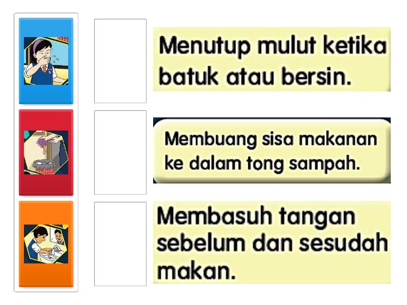 Padankan gambar dengan ayat. - Match up