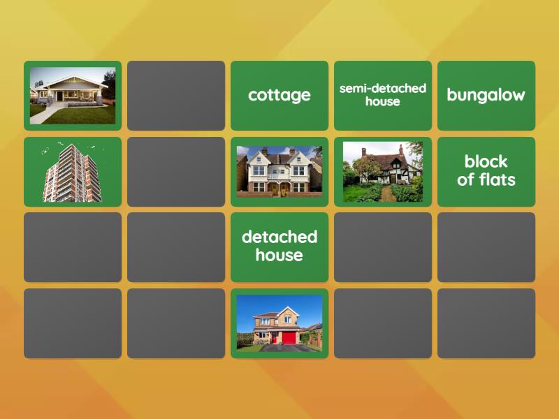 types of houses - Matching pairs
