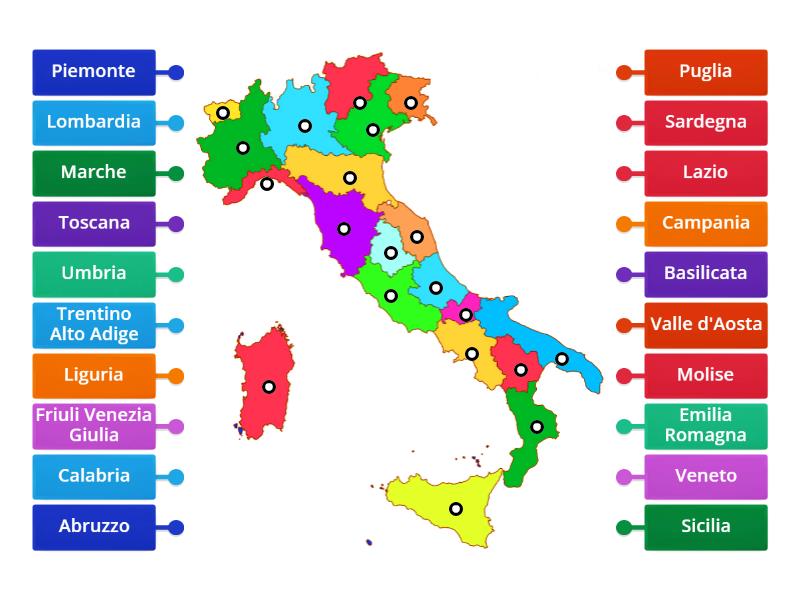 Abbina i nomi delle Regioni d'Italia sulla cartina geografica - Rysunek ...