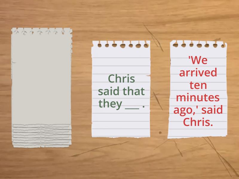 Reported Speech - Speaking cards